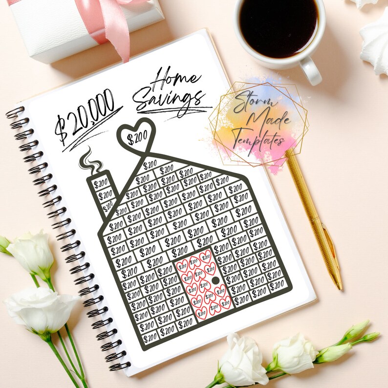 A5 Printable 20,000 Dollar Home Saving Challenge Printable/digital Home ...