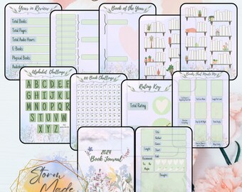 A5 Printable Floral Book Journal Challenge Bundle Template - Digital ...