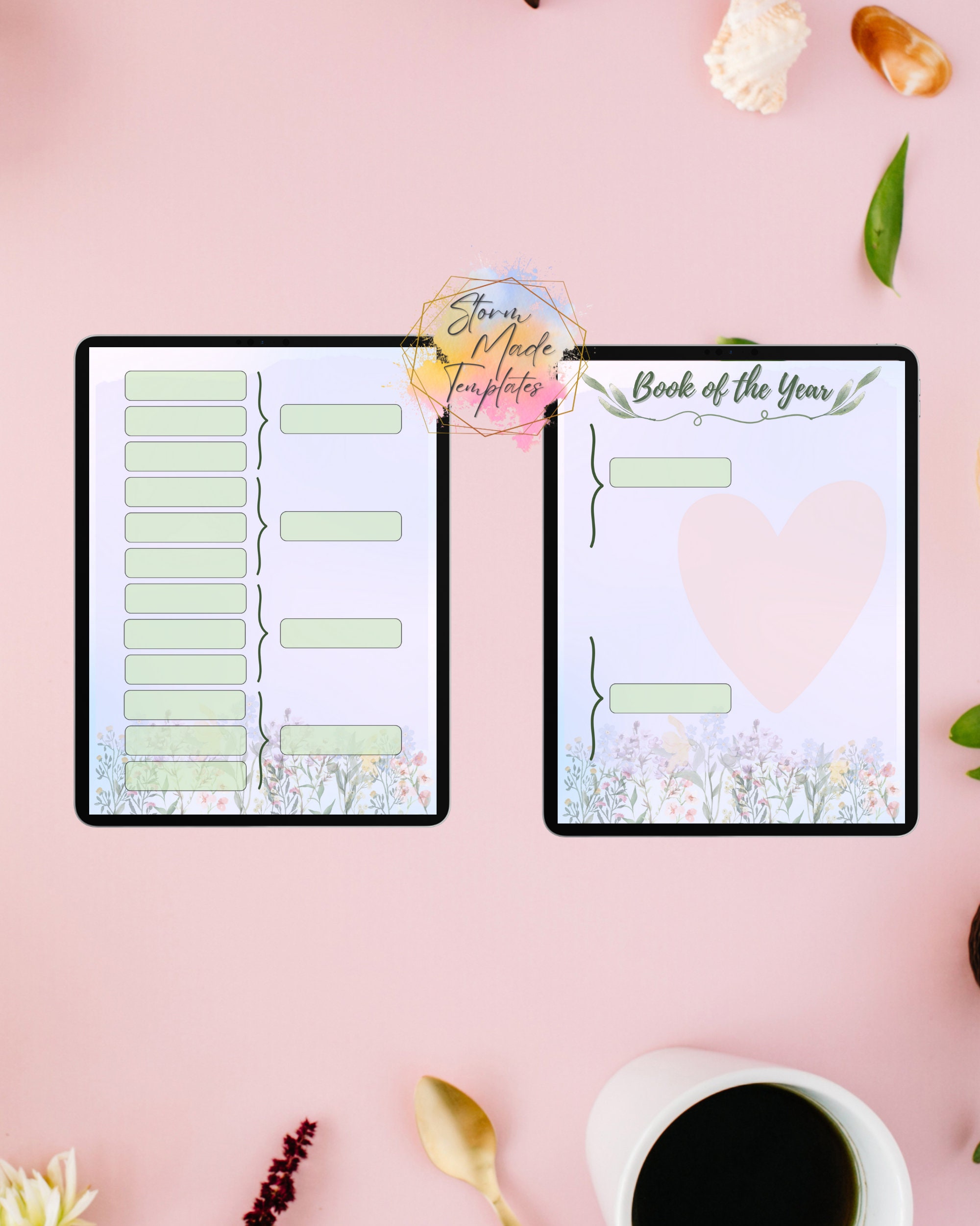 A5 Printable Floral Book Journal Tracker Log Bundle Template Digital ...