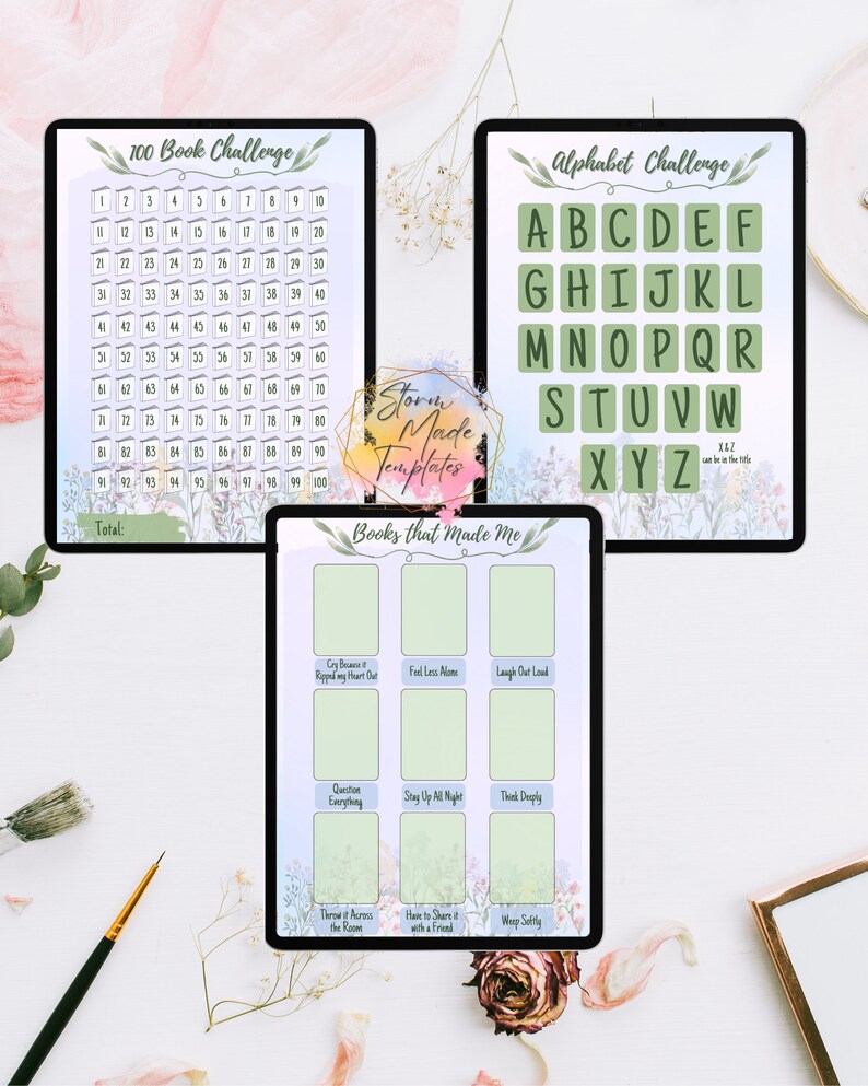 A5 Printable Floral Book Journal Challenge Bundle Template - Digital ...