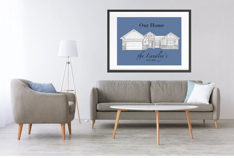 Digital New Home Art, Home Sweet Home Art, Custom Line Drawing ...