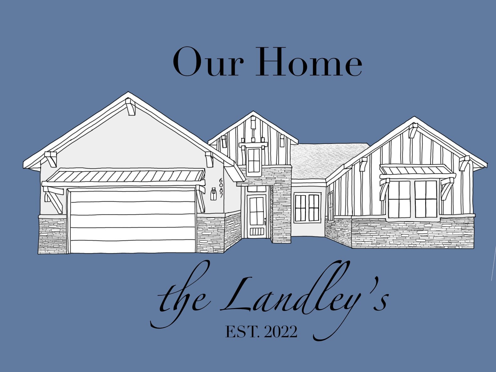 Digital New Home Art, Home Sweet Home Art, Custom Line Drawing ...