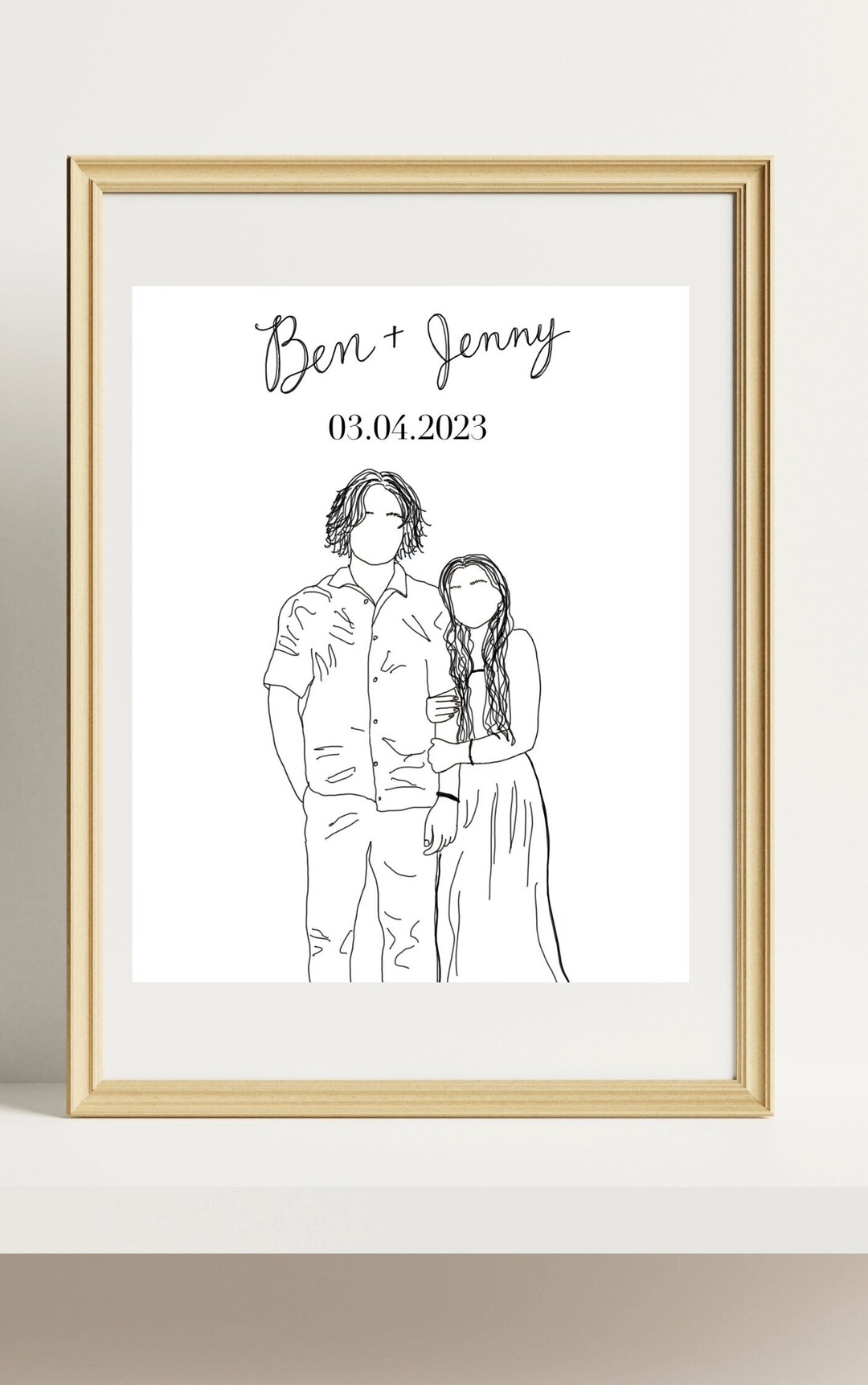 Digital Faceless Portrait, Custom Family Portrait, Couple Gift ...