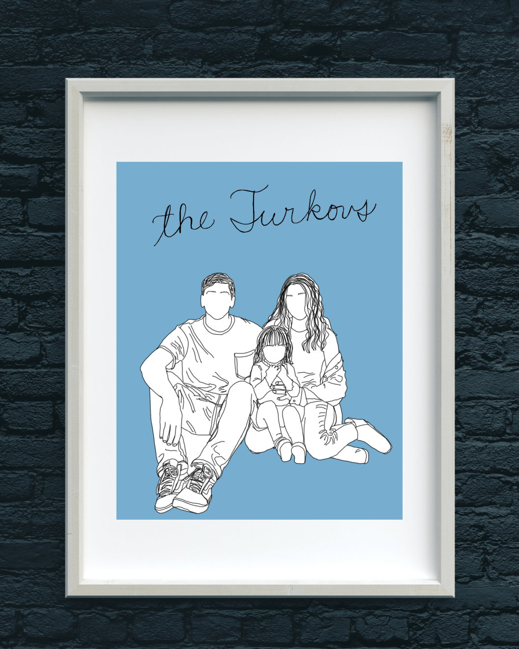 Digital Faceless Family Portrait, Family Line Drawing, Color Family ...