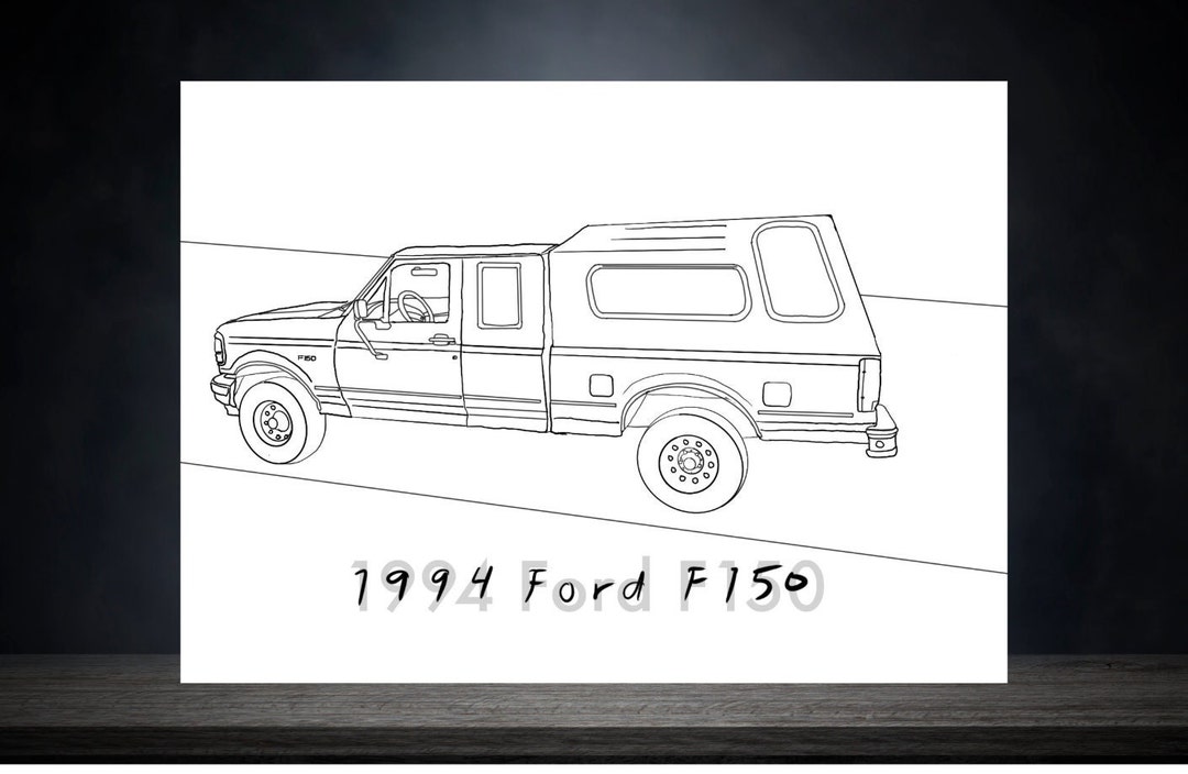 Ford F150 Digital Car Line Drawing, Minimalist, Gift for Dad, Gift for ...