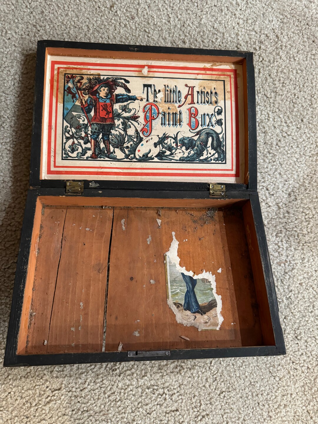 Vintage Paint Box With Graphic & Inlay, the Little Artist's Paint Box ...