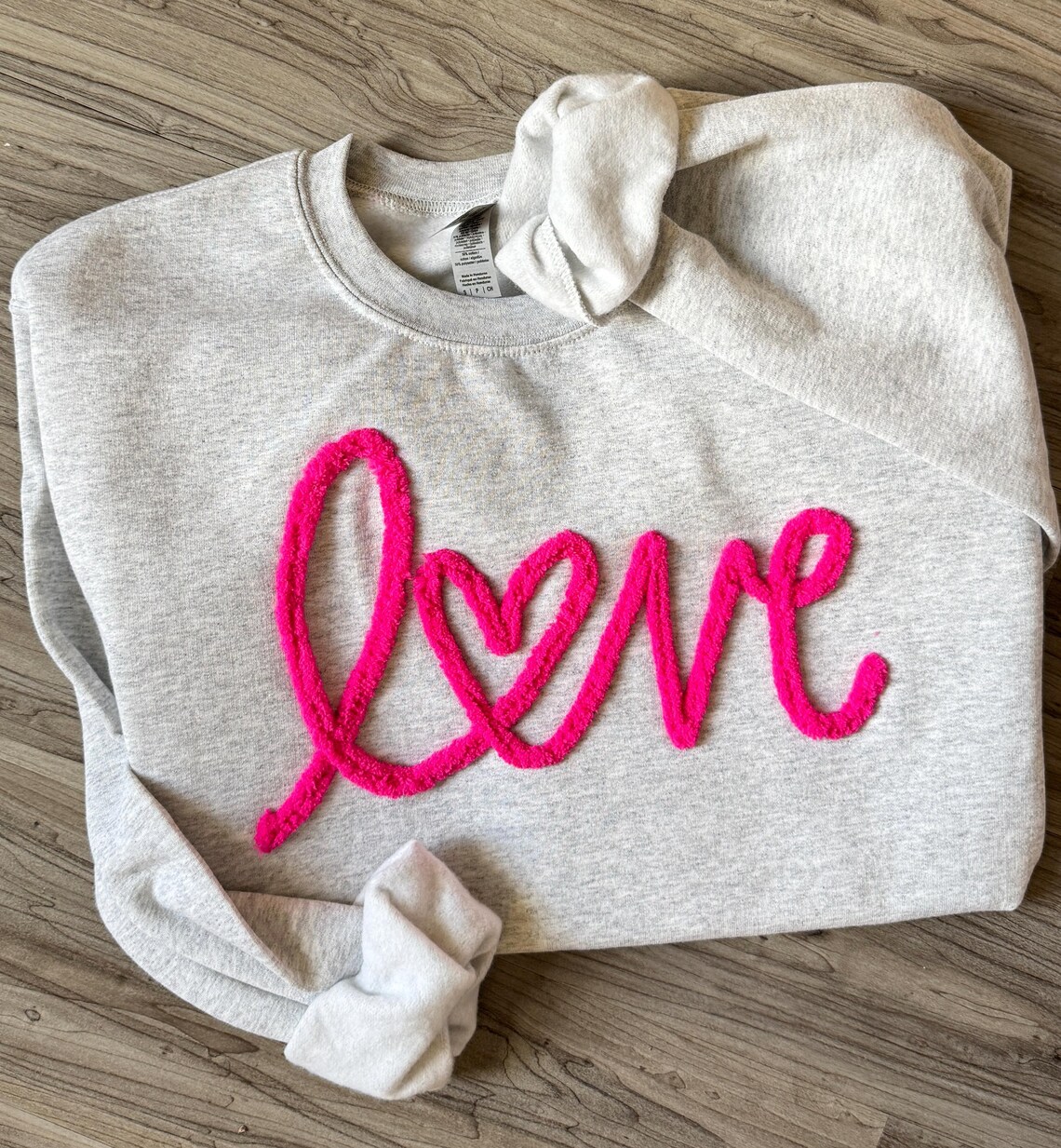 Yarn Embroidered 'love' Sweatshirt - Chenille Crewneck - Etsy