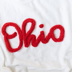 Ohio Sweatshirt: Yarn Embroidered Ohio Sweatshirt, Ohio Pullover, Yarn ...
