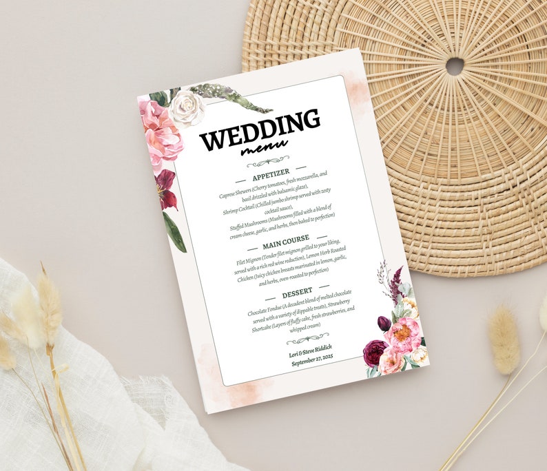 Editable Menu Menu Card Menu Card Template Dinner Menu Modern Menu Card ...
