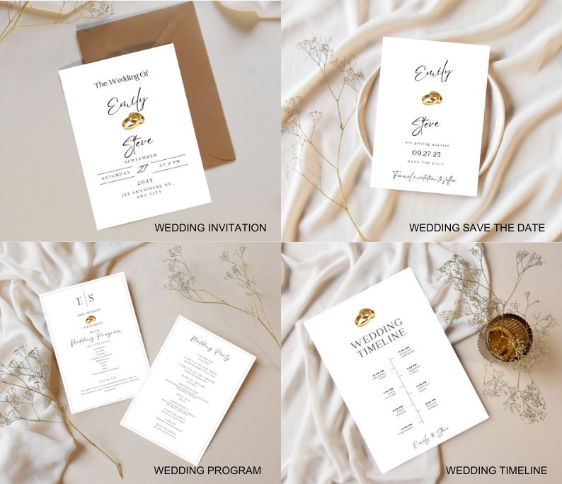 Wedding Bundle, Wedding Invitations, Wedding Reception Card, RSVP Card ...