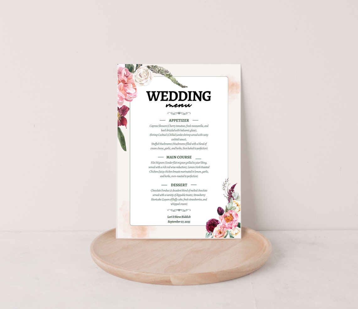 Editable Menu Menu Card Menu Card Template Dinner Menu Modern Menu Card ...
