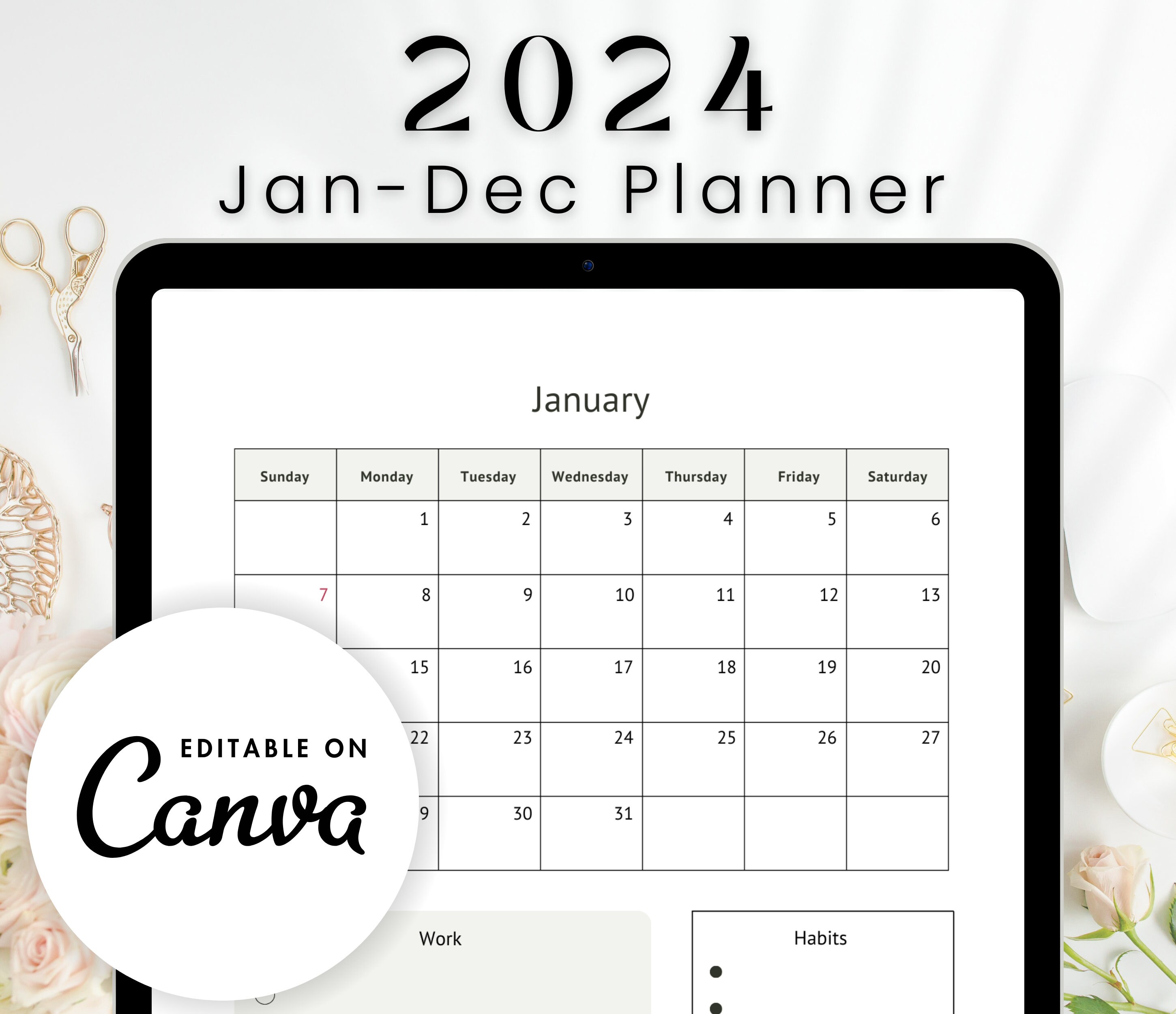 2024 Digital Planner Notability Planner 2024 Calendar 2024 Planner Monthly Planner to Do List ...