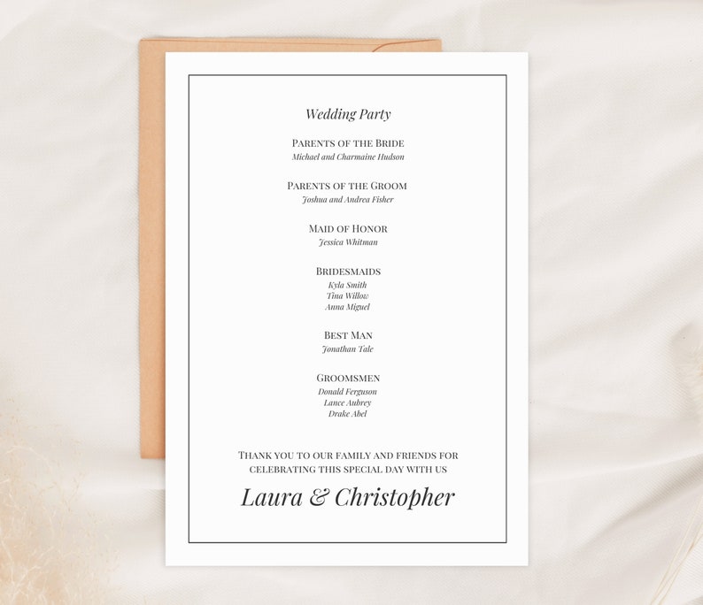 Wedding Day Program Wedding Itinerary Editable Program Printable ...