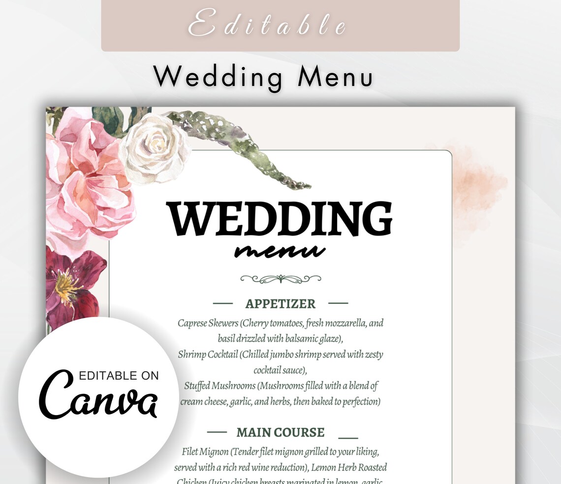 Editable Menu Menu Card Menu Card Template Dinner Menu Modern Menu Card ...