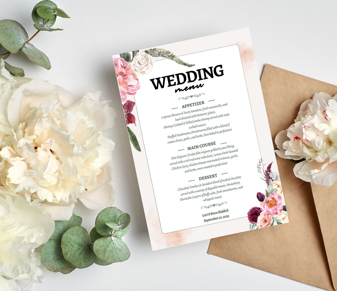 Editable Menu Menu Card Menu Card Template Dinner Menu Modern Menu Card ...
