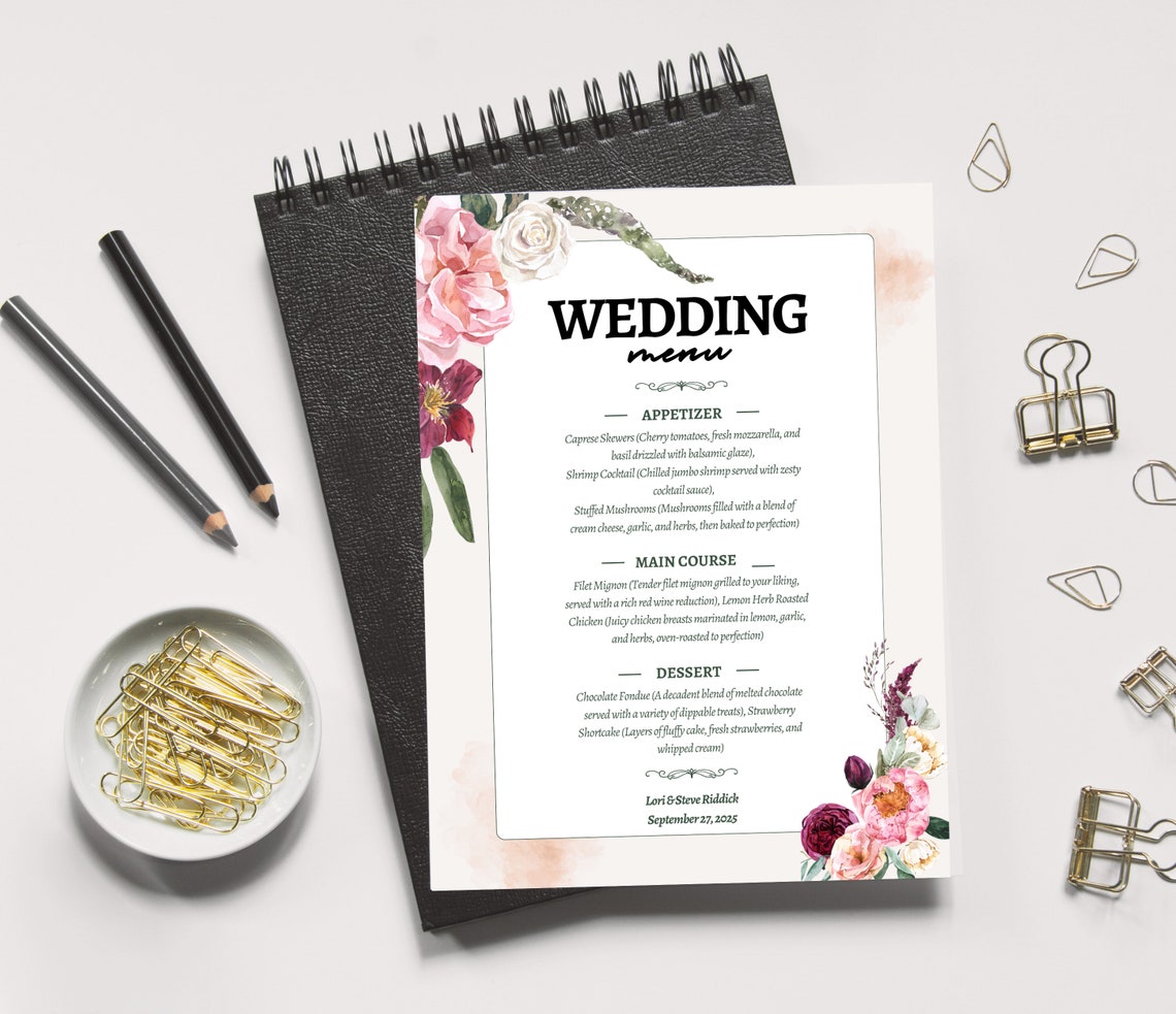 Editable Menu Menu Card Menu Card Template Dinner Menu Modern Menu Card ...