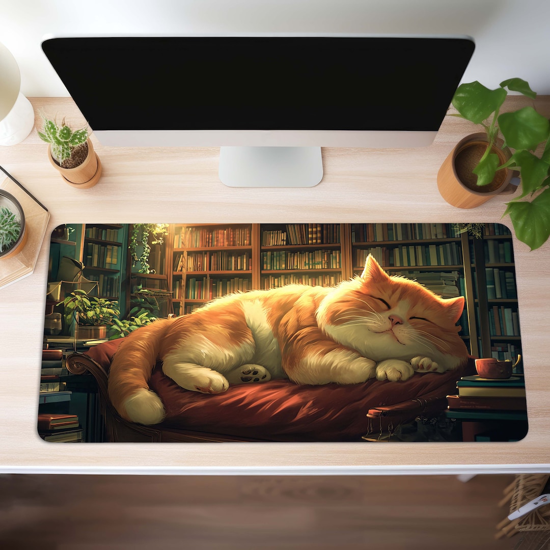 Miyazki Style Cat Desk Mat Cute Cat Desk Mat Large Mousepad Anime Desk ...