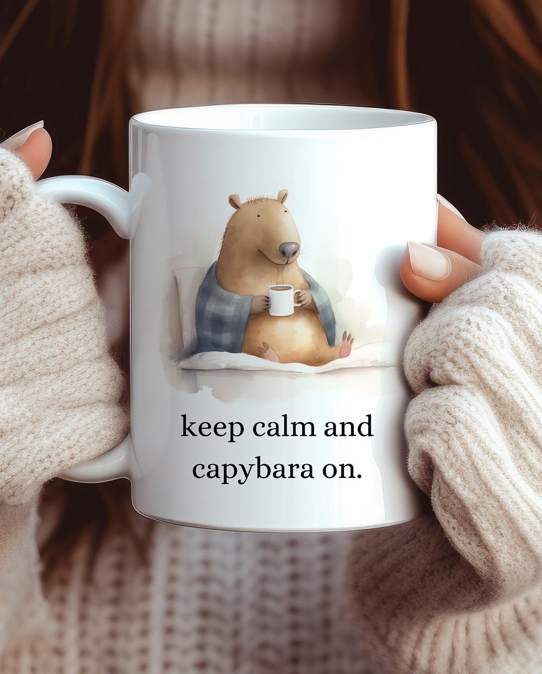 Keep Calm and Capybara on Mug Comfort Contentment Hygge Cozy Gifts for ...