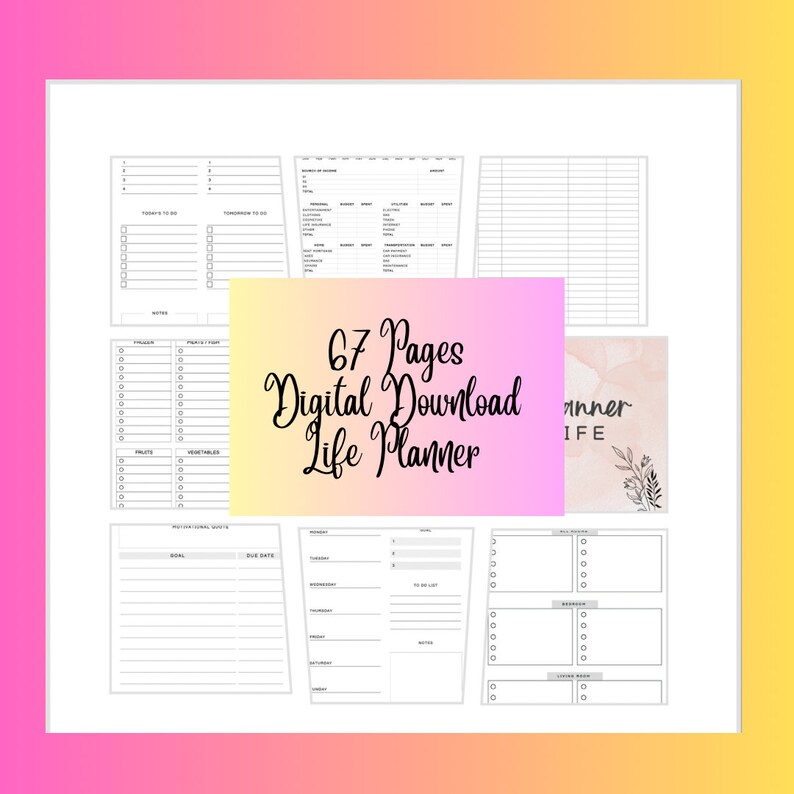 67 Pages Life Planner ~ Digital Download - Etsy