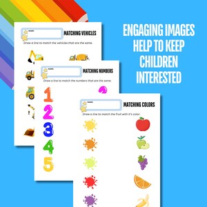 Worksheets Printable Matching. Toddler Kids Preschool Kindergarten ...