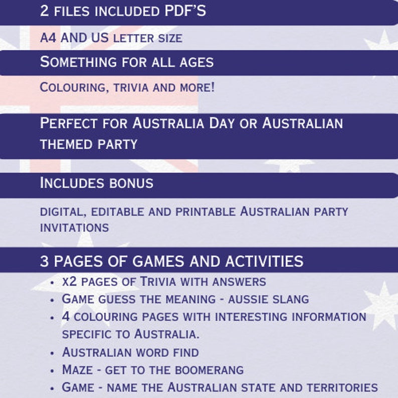 Australia Day Activity Sheets. Games, Trivia, Colouring. for Australian ...