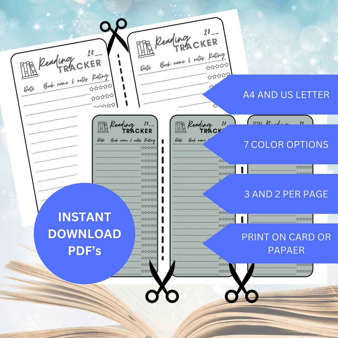 Reading List Bookmark Printable Tracker. Reading Challenge Log Bookmark ...