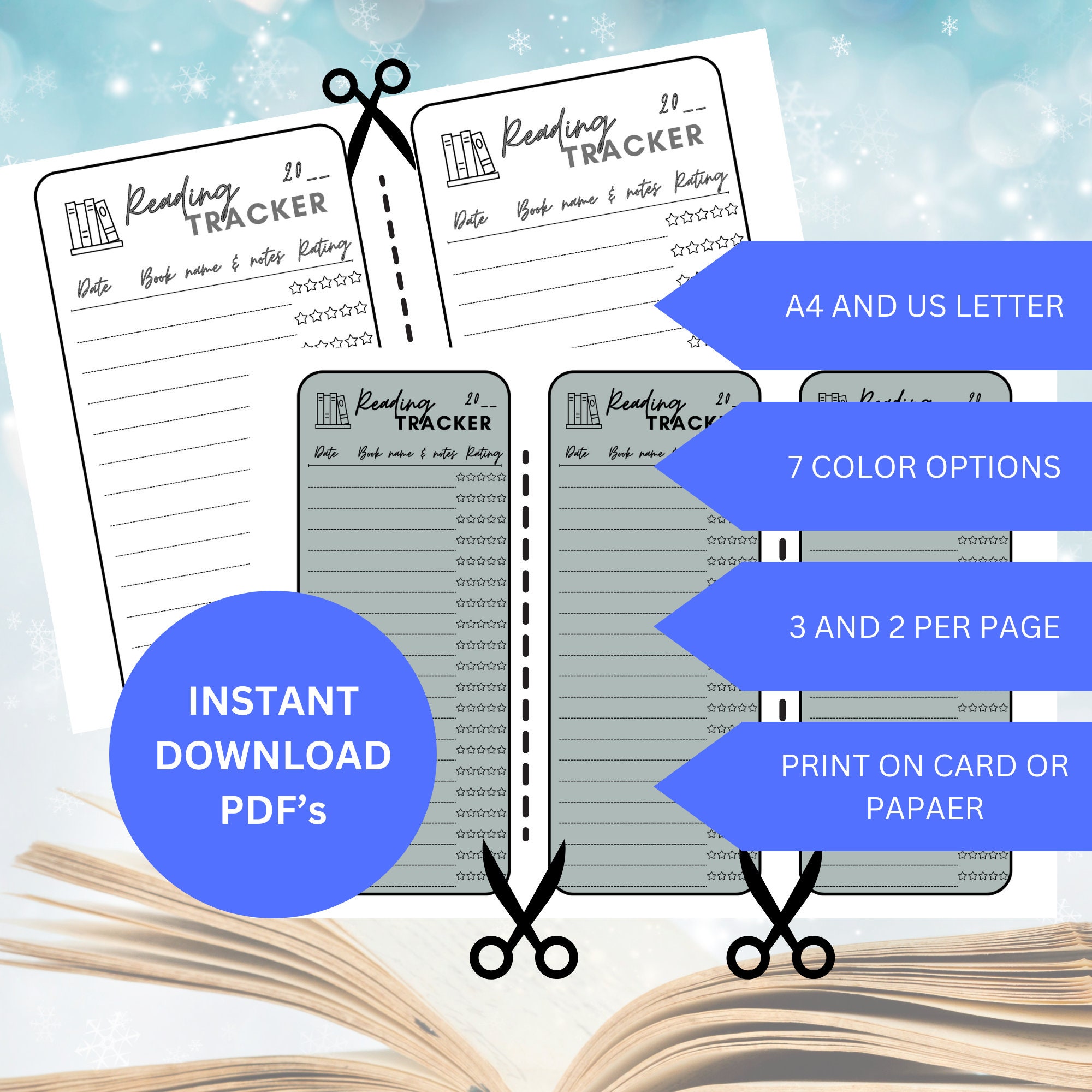 Reading List Bookmark Printable Tracker. Reading Challenge Log Bookmark ...