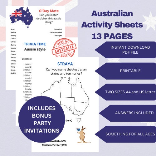 Australia Day Activity Sheets. Games, Trivia, Colouring. for Australian ...