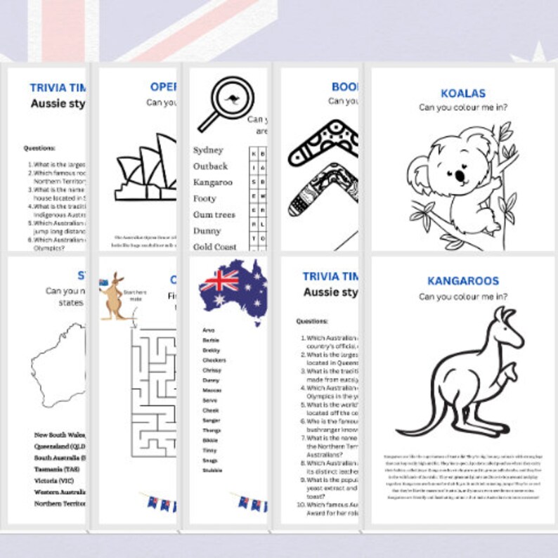 Australia Day Activity Sheets. Games, Trivia, Colouring. for Australian ...