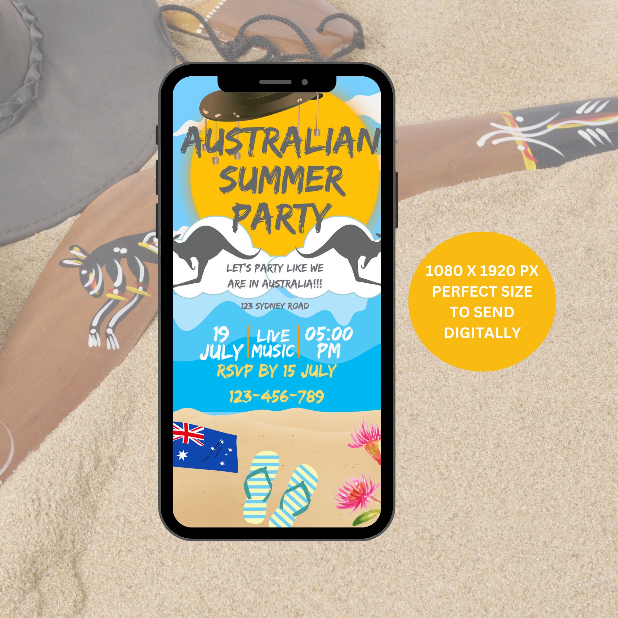 Editable Australia Theme Party Invitation - Printable & Digital ...