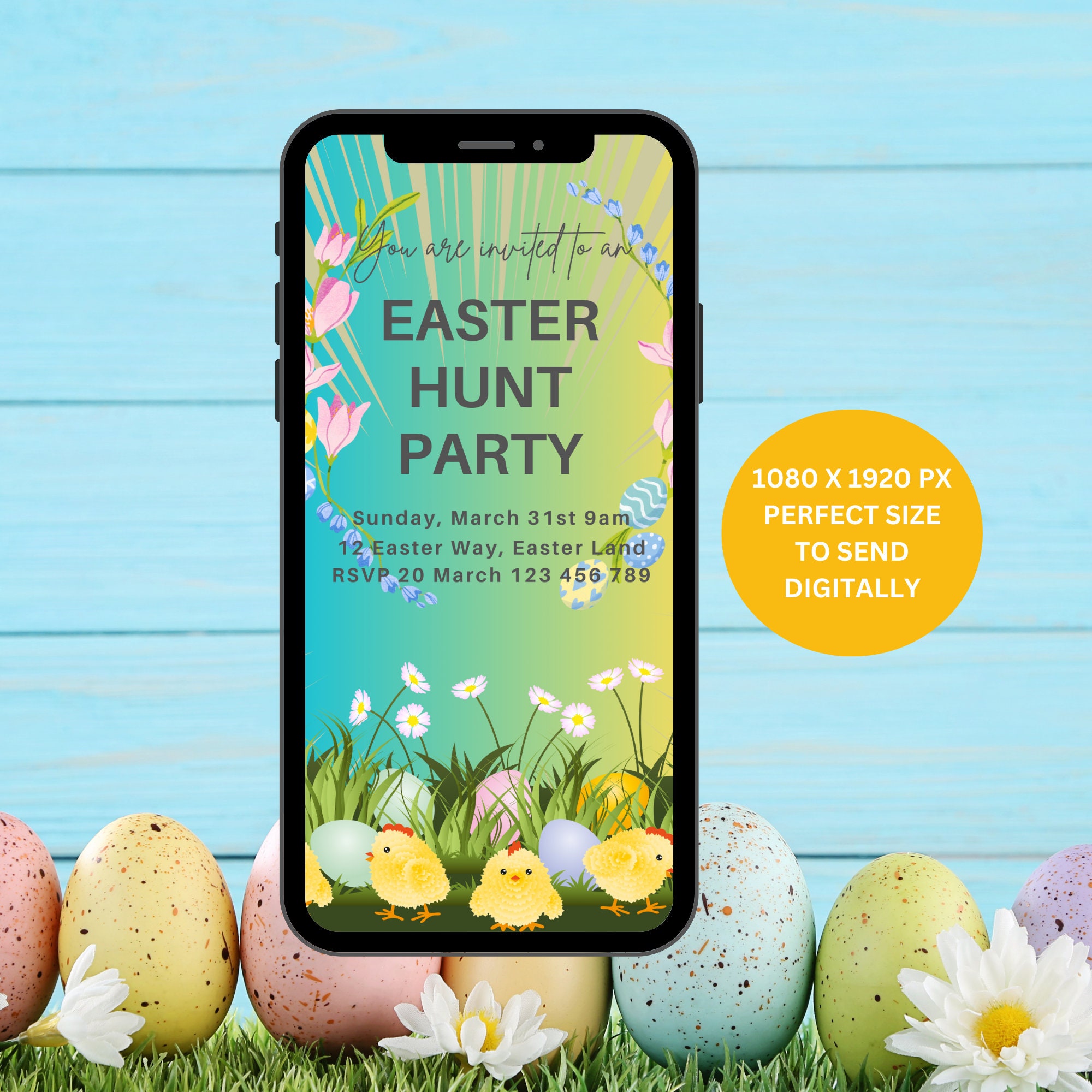 Easter Hunt Party Invitation Printable | Editable 5x7 Inch | Digital ...