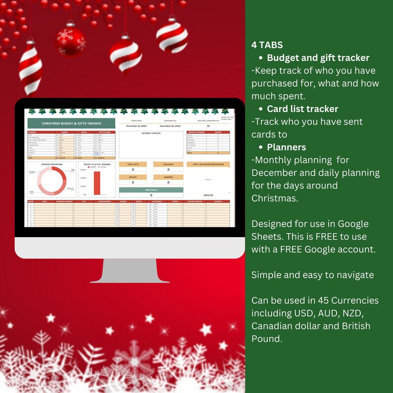 Christmas Planner. Gift Tracker. Google Sheets. Holiday Gift Tracker ...