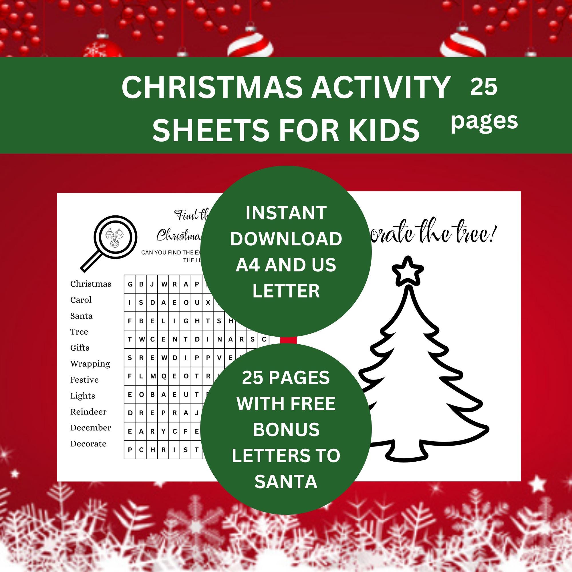Christmas Activity Book Pages. Bonus Letter to Santa. Printable ...