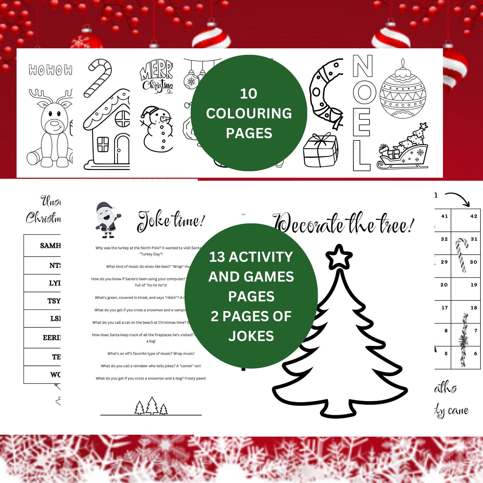 Christmas Activity Book Pages. Bonus Letter to Santa. Printable ...