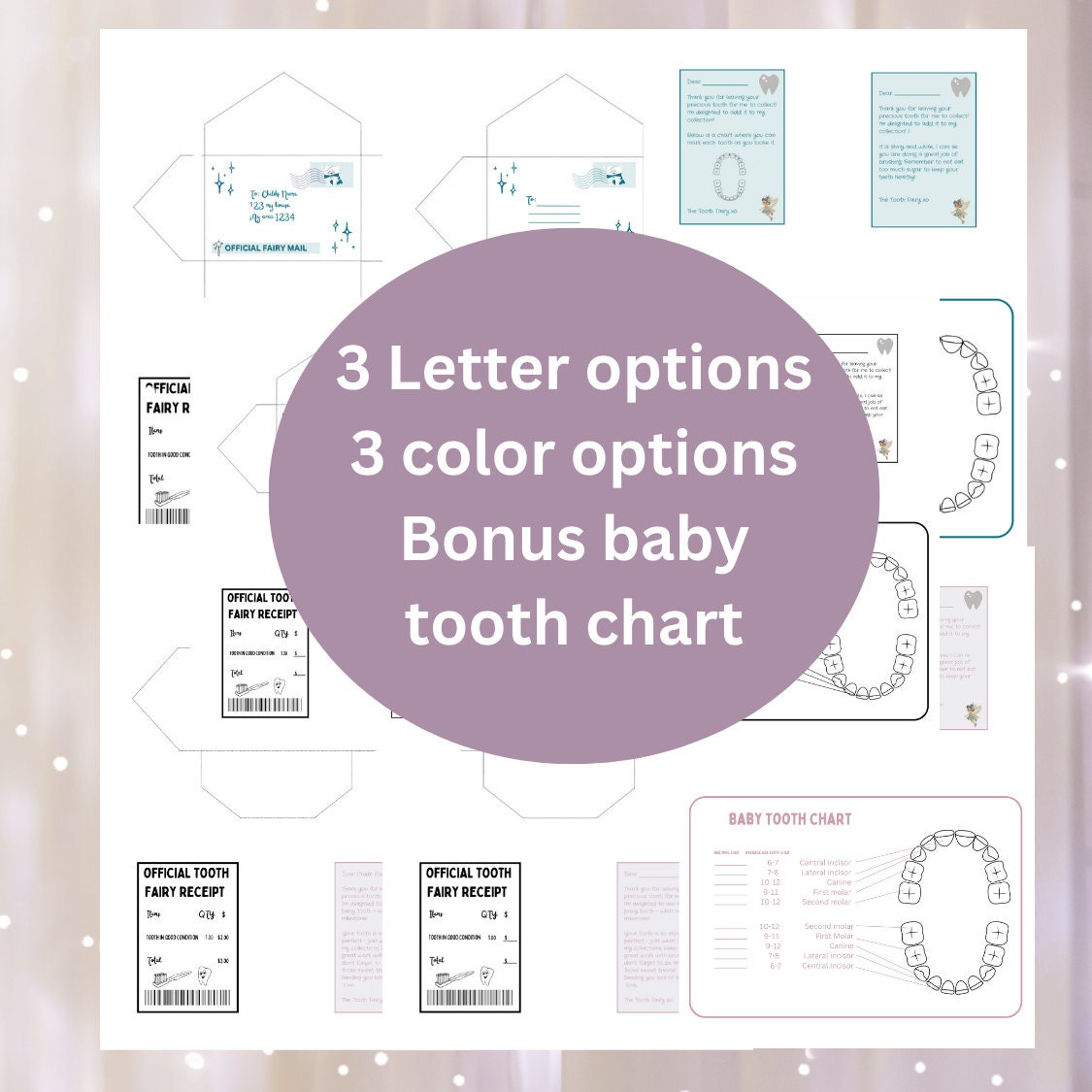 Printable Tooth Fairy Letter Receipt and Envelope Set Editable Blue ...