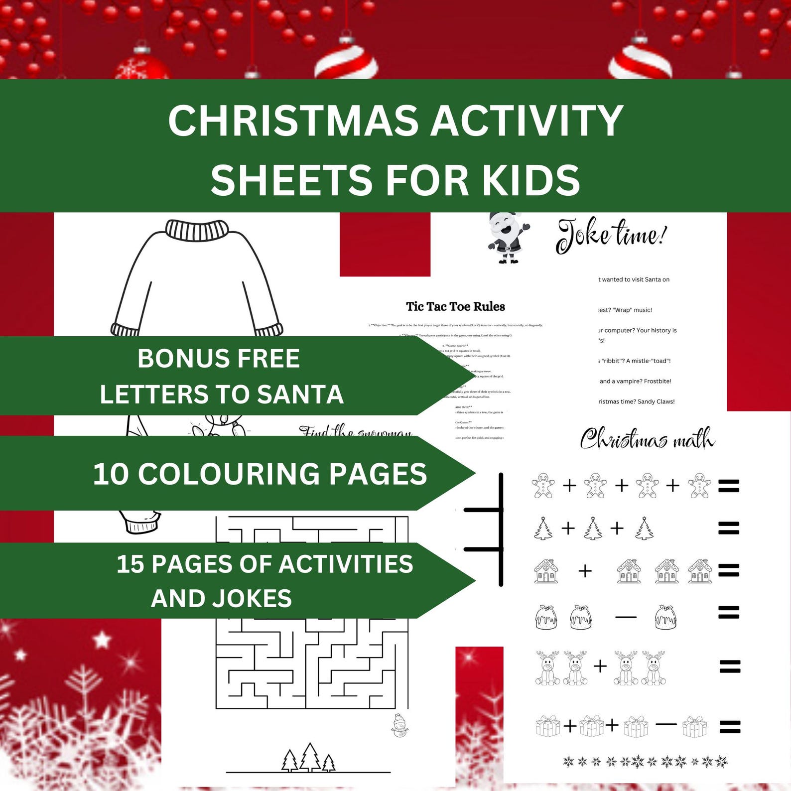 Christmas Activity Book Pages. Bonus Letter to Santa. Printable ...