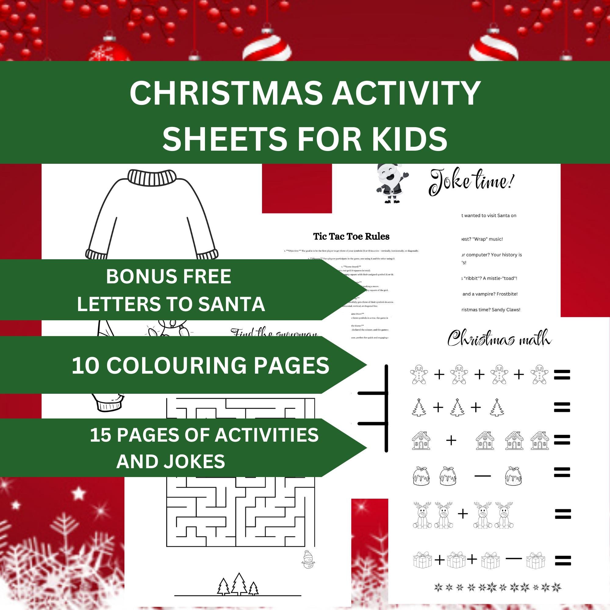 Christmas Activity Book Pages. Bonus Letter to Santa. Printable ...