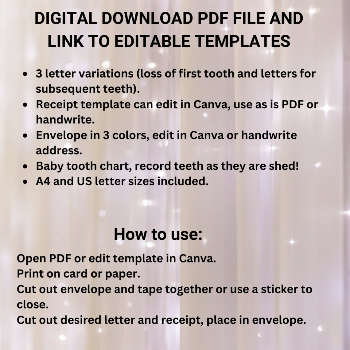 Printable Tooth Fairy Letter Receipt and Envelope Set Editable Blue ...