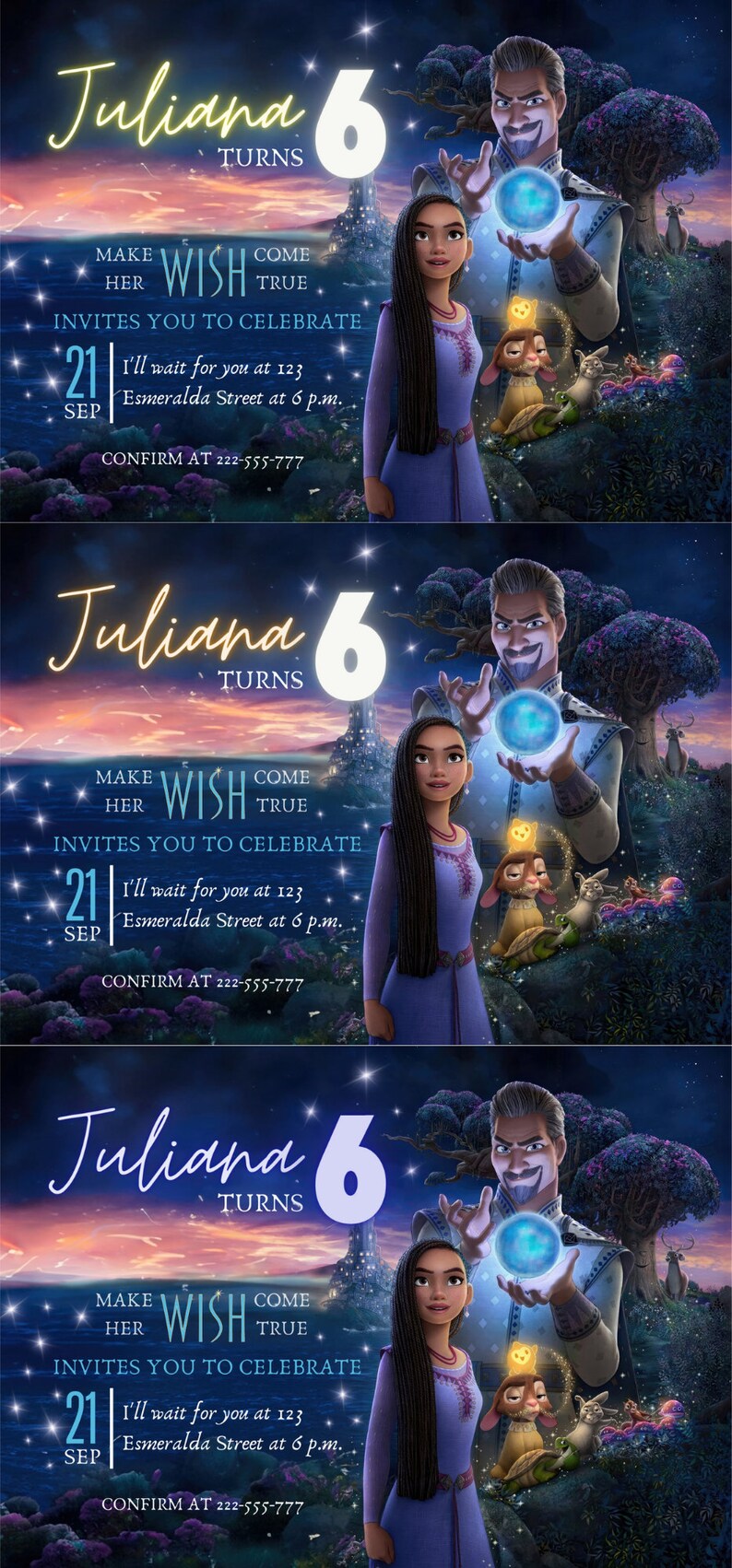 Printable and Editable BIRTHDAY Invitation/wish Invitation/magic Girl ...