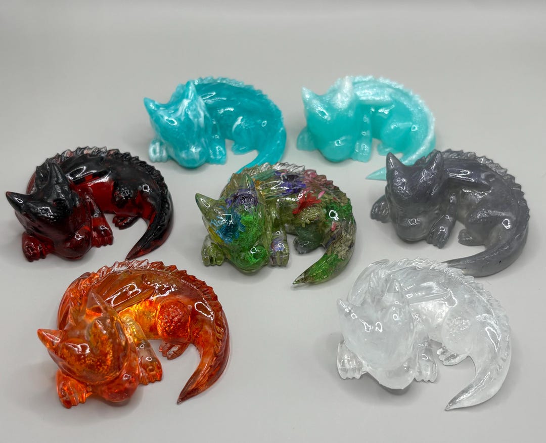 Resin Element Dragon Figurine, Elemental Decor (keychain Option) - Etsy