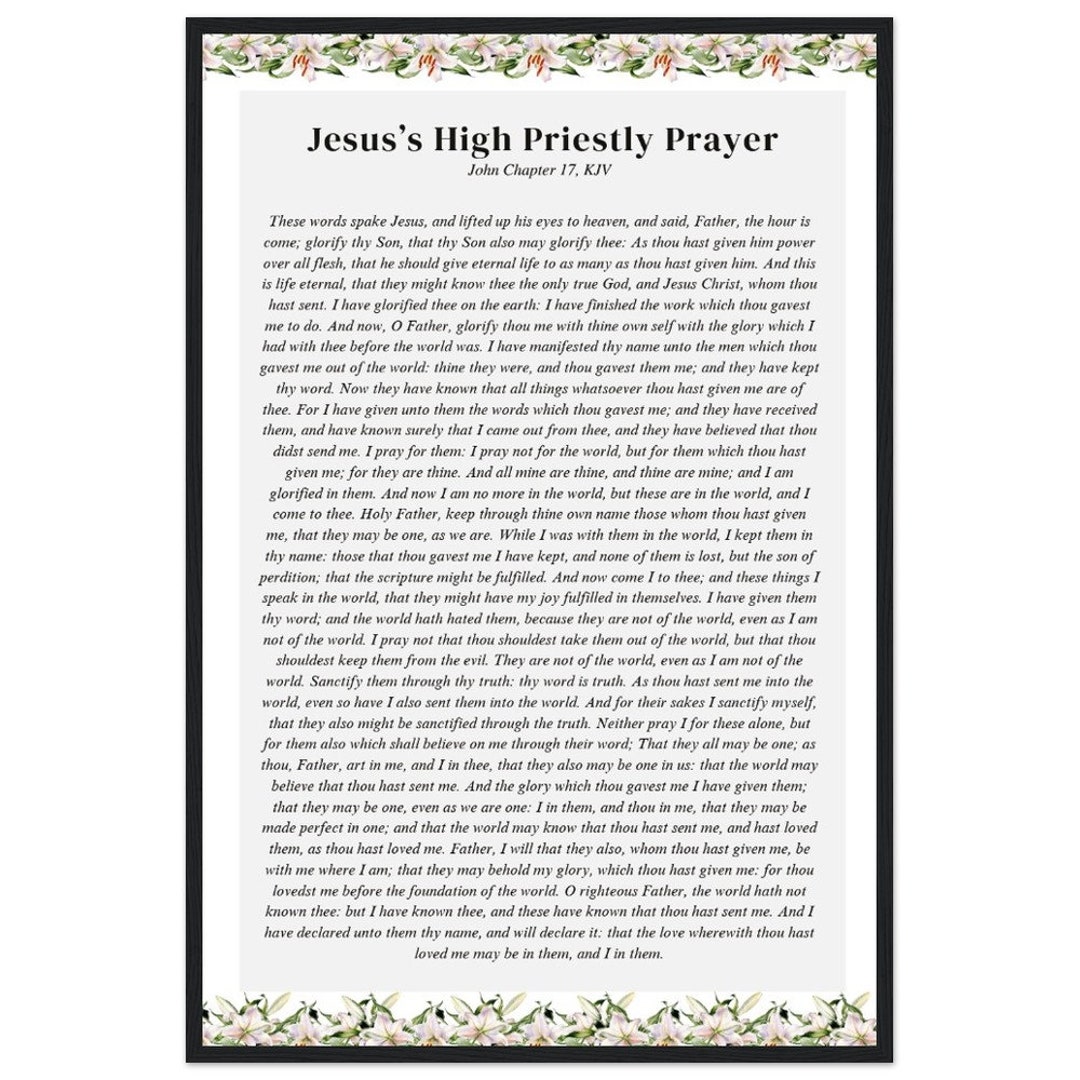 Jesus's High Priestly Prayer Home Decor Wall Art Bible Verses for ...