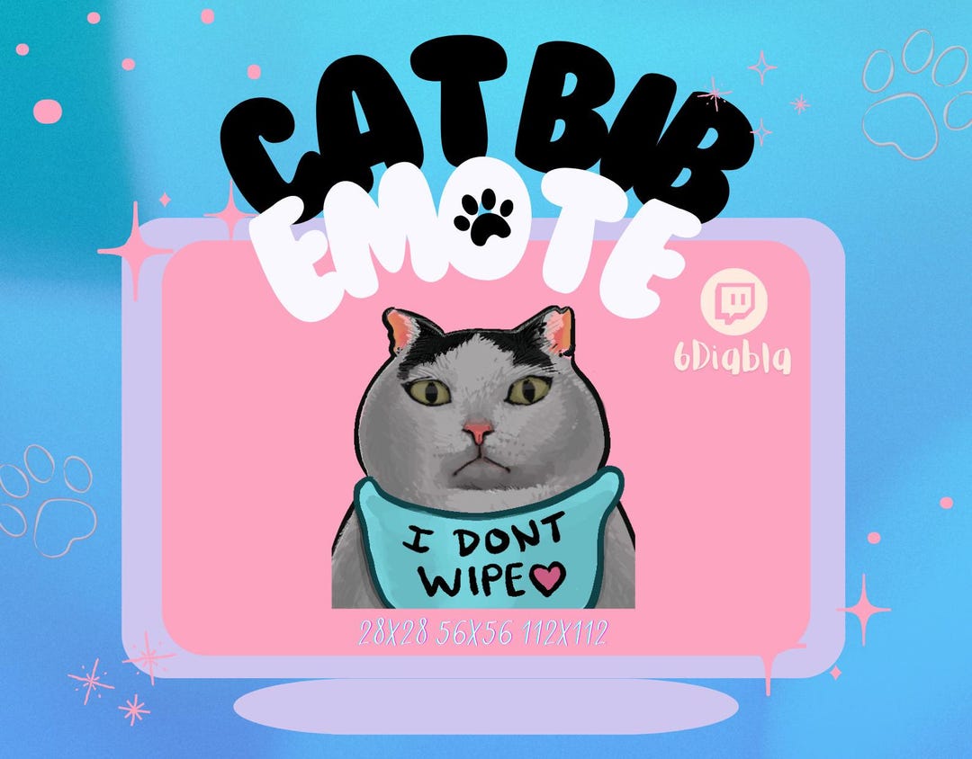 Cat Bib Twitch Emote | Emoji for Streamer's Chats | Gamer | Twitch ...