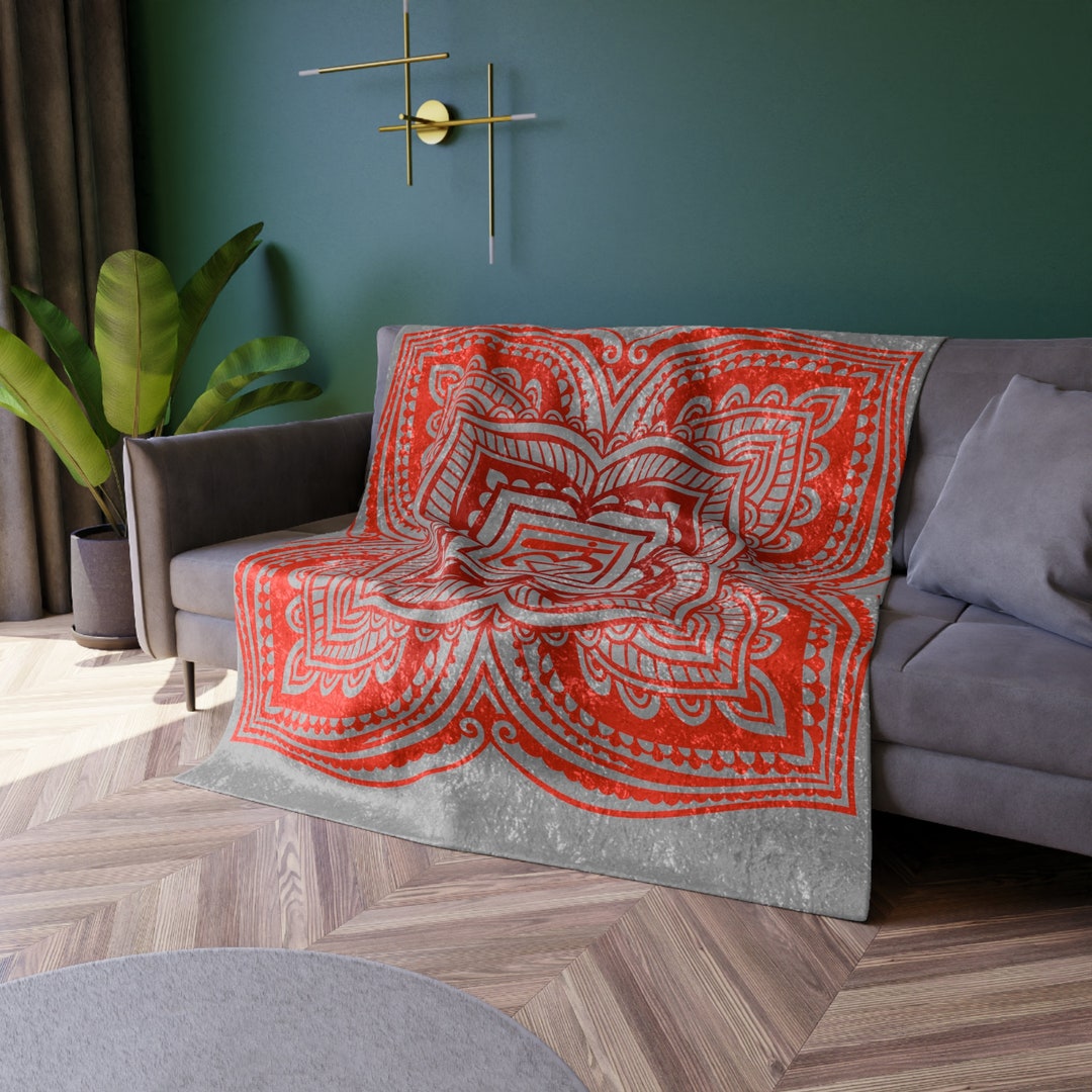 Root Chakra Crushed Velvet Blanket Light Grey - Etsy