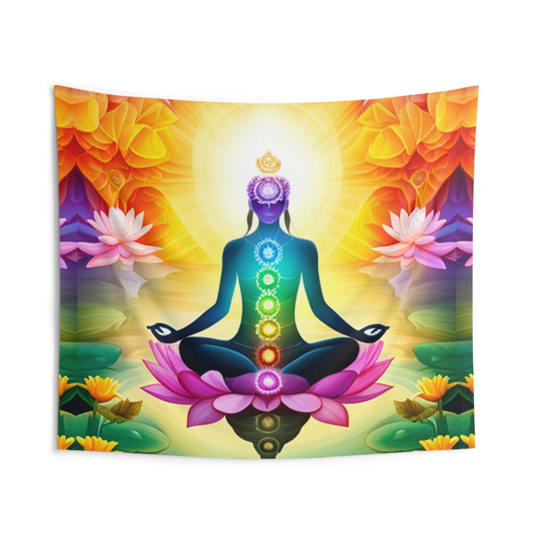 Lotus Flower Chakra Meditation Indoor Wall Tapestries - Etsy