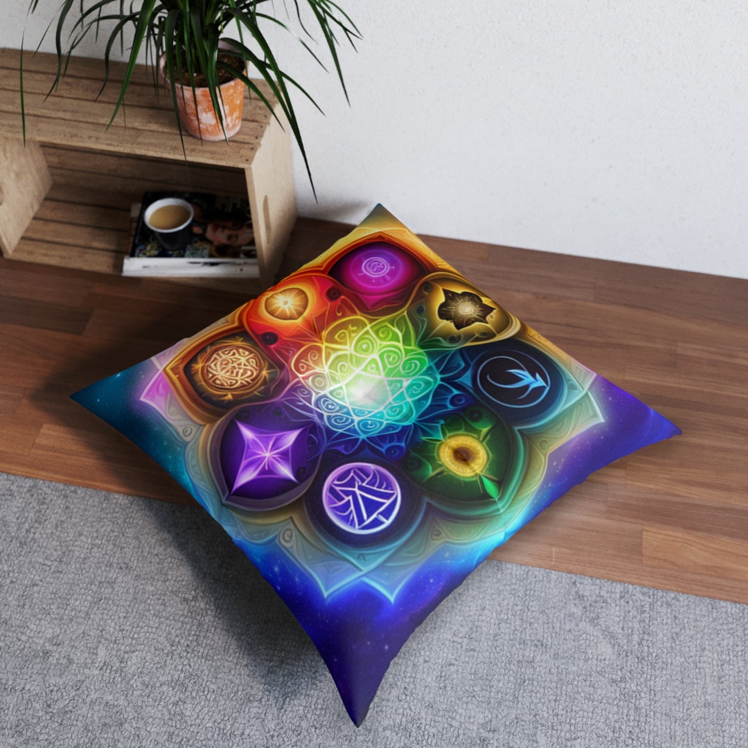 Sacred Geometry Mandala Tufted Floor Pillow, Square - Etsy