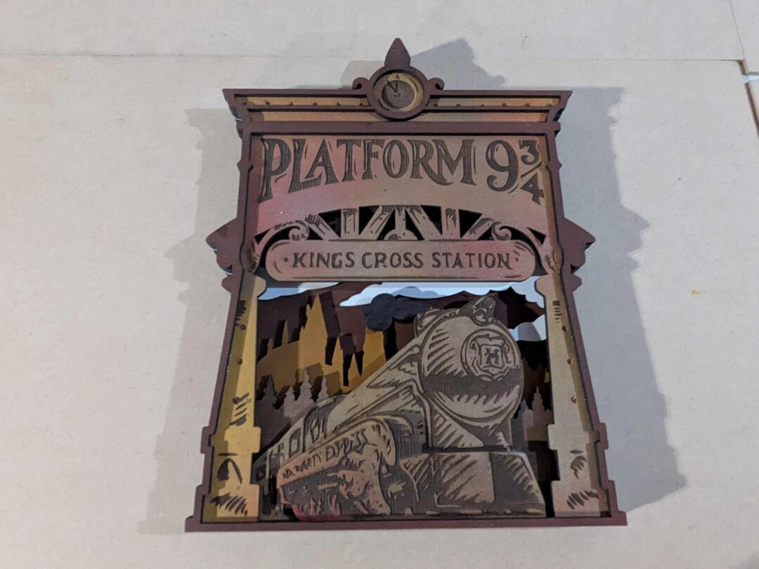 3D Layered Laser Cut Wood Harry Potter Plateform9 3/4. A Picture Inside ...