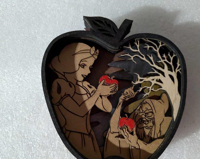 3D Layered Laser Cut Wood Snow White Handmade. A Picture Inside a ...