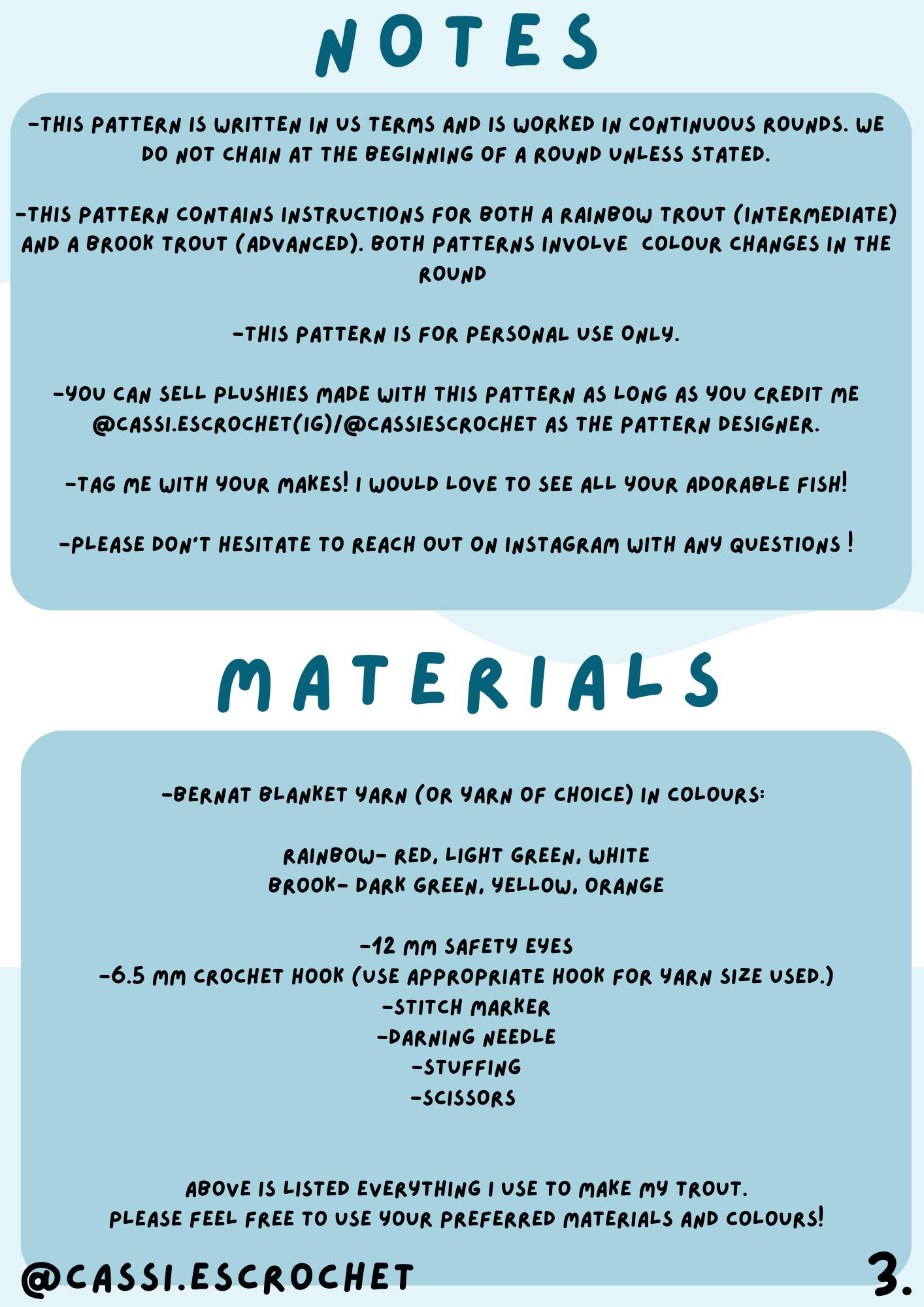 No-sew Crochet Trout PDF Pattern| Intermediate US Crochet Pattern| DIY ...