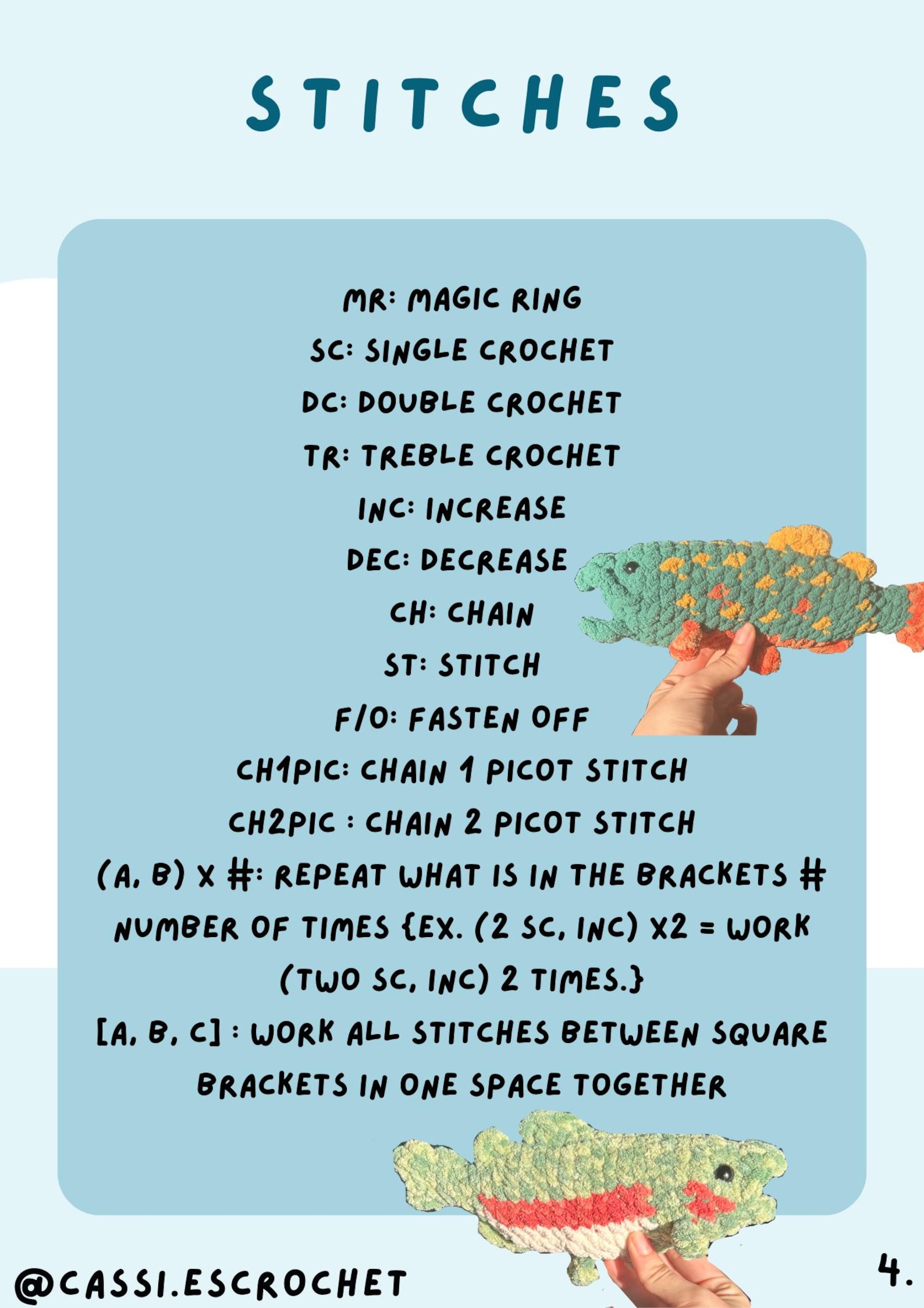 No-sew Crochet Trout PDF Pattern| Intermediate US Crochet Pattern| DIY ...