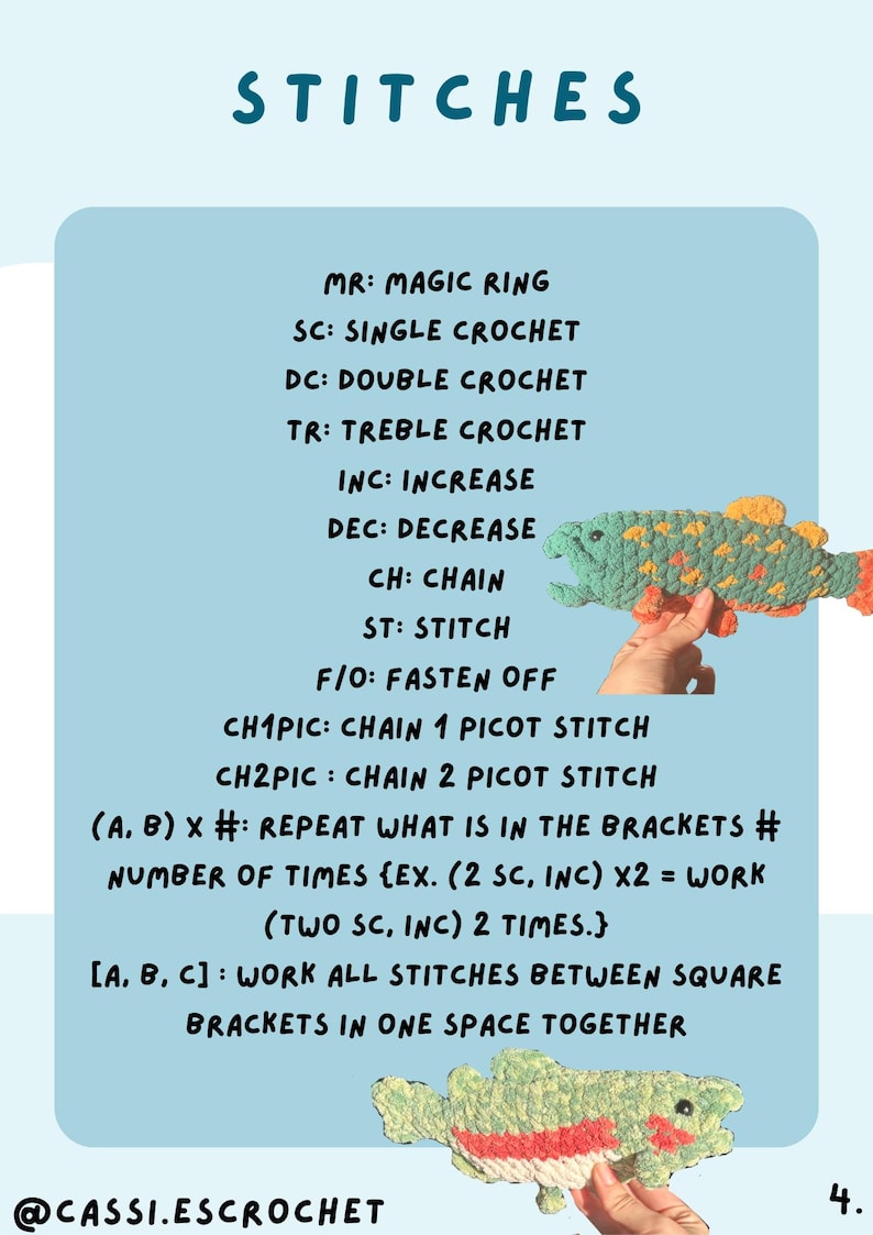 No-sew Crochet Trout PDF Pattern| Intermediate US Crochet Pattern| DIY ...